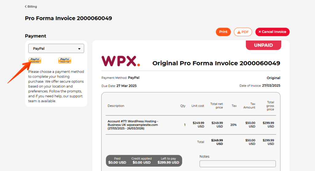 How can I set up a payment subscription? | WPX.net