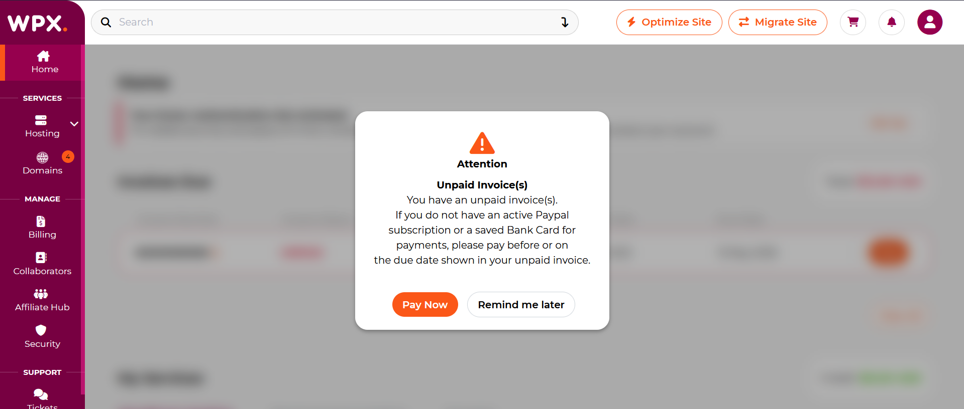 How can I restore my terminated hosting account? | WPX.net